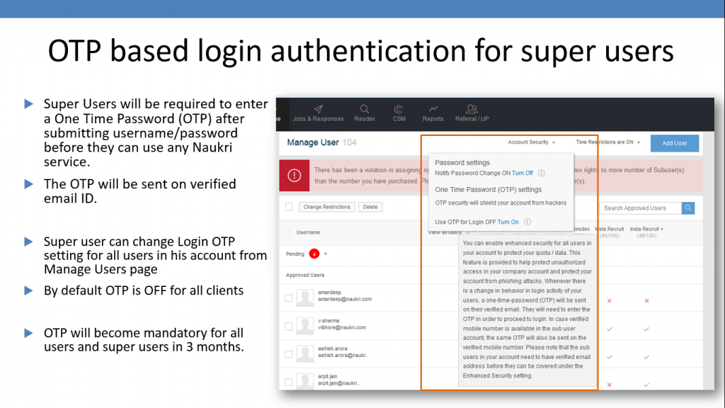 Introducing Secure login for Naukri Recruitment Solutions account ...